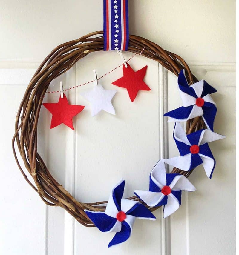 Fourth of July Pinwheel Wreath-DIY - Kindly Unspoken