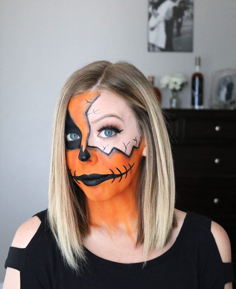 Cracked Pumpkin Makeup Halloween Tutorial - Kindly Unspoken