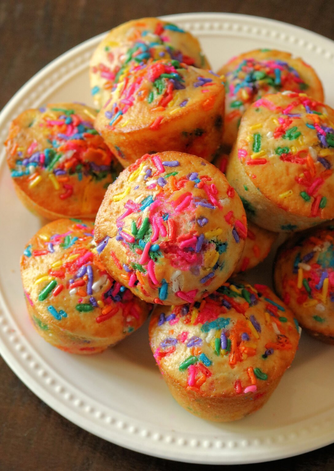 Delicious and Easy Sprinkle Birthday Cake Muffins - Kindly Unspoken