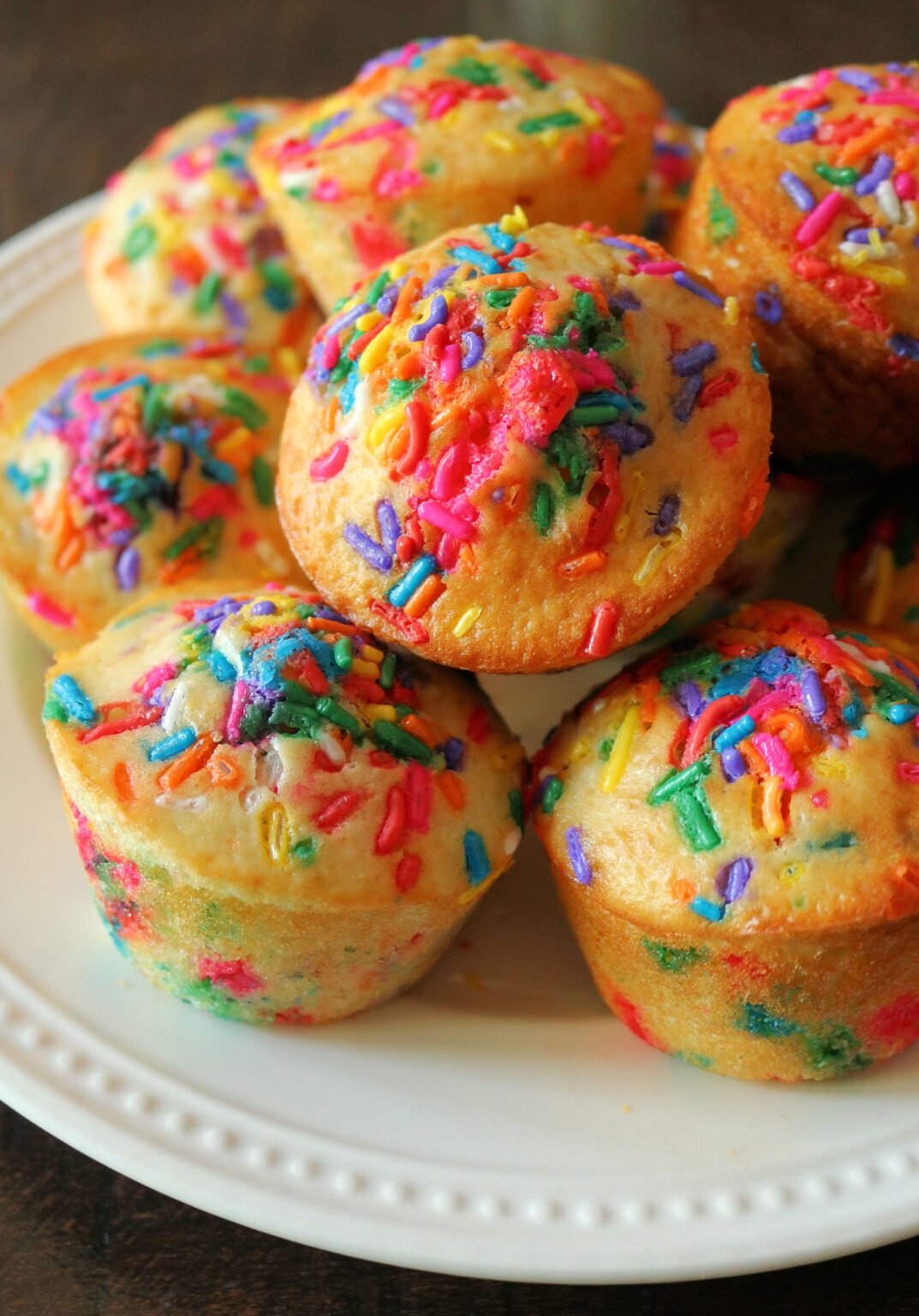 Delicious and Easy Sprinkle Birthday Cake Muffins - Kindly Unspoken
