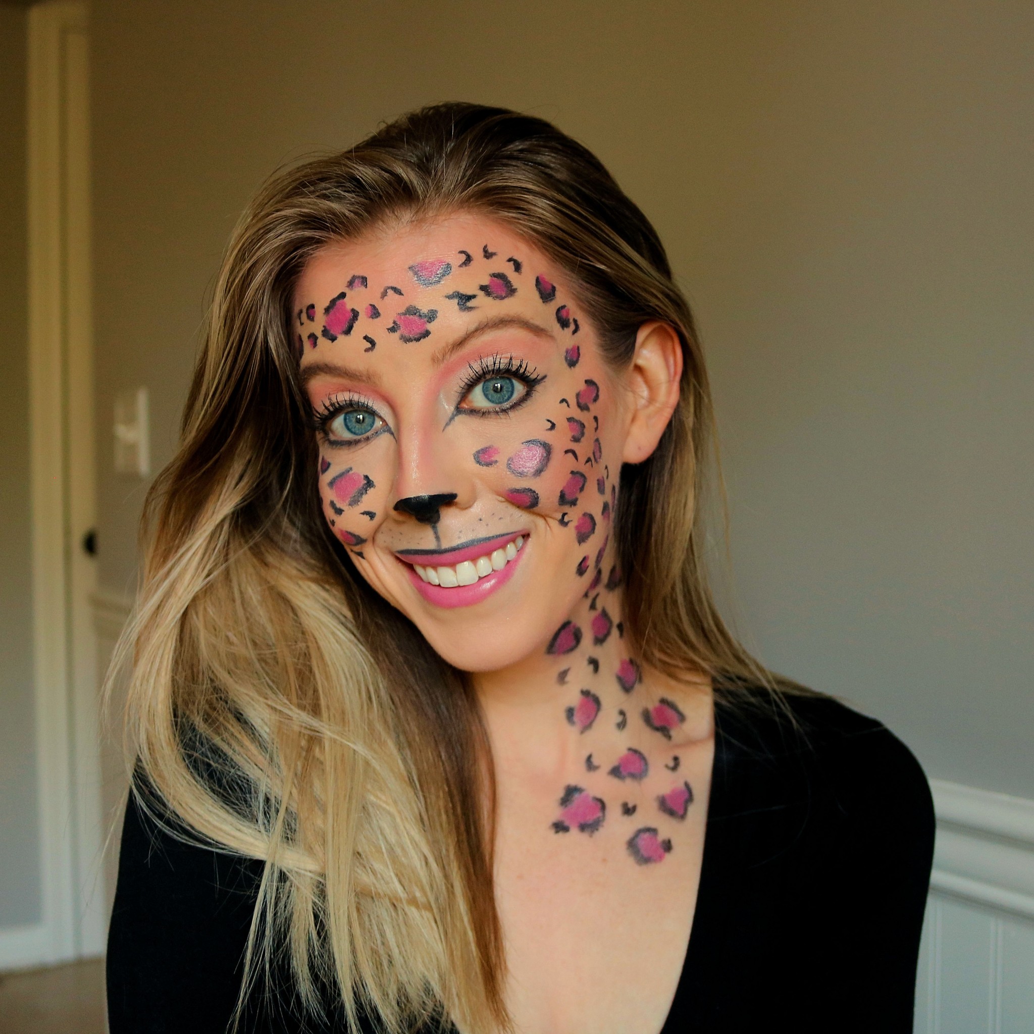 Easy Pink Halloween Leopard Makeup Tutorial + Video - Kindly Unspoken