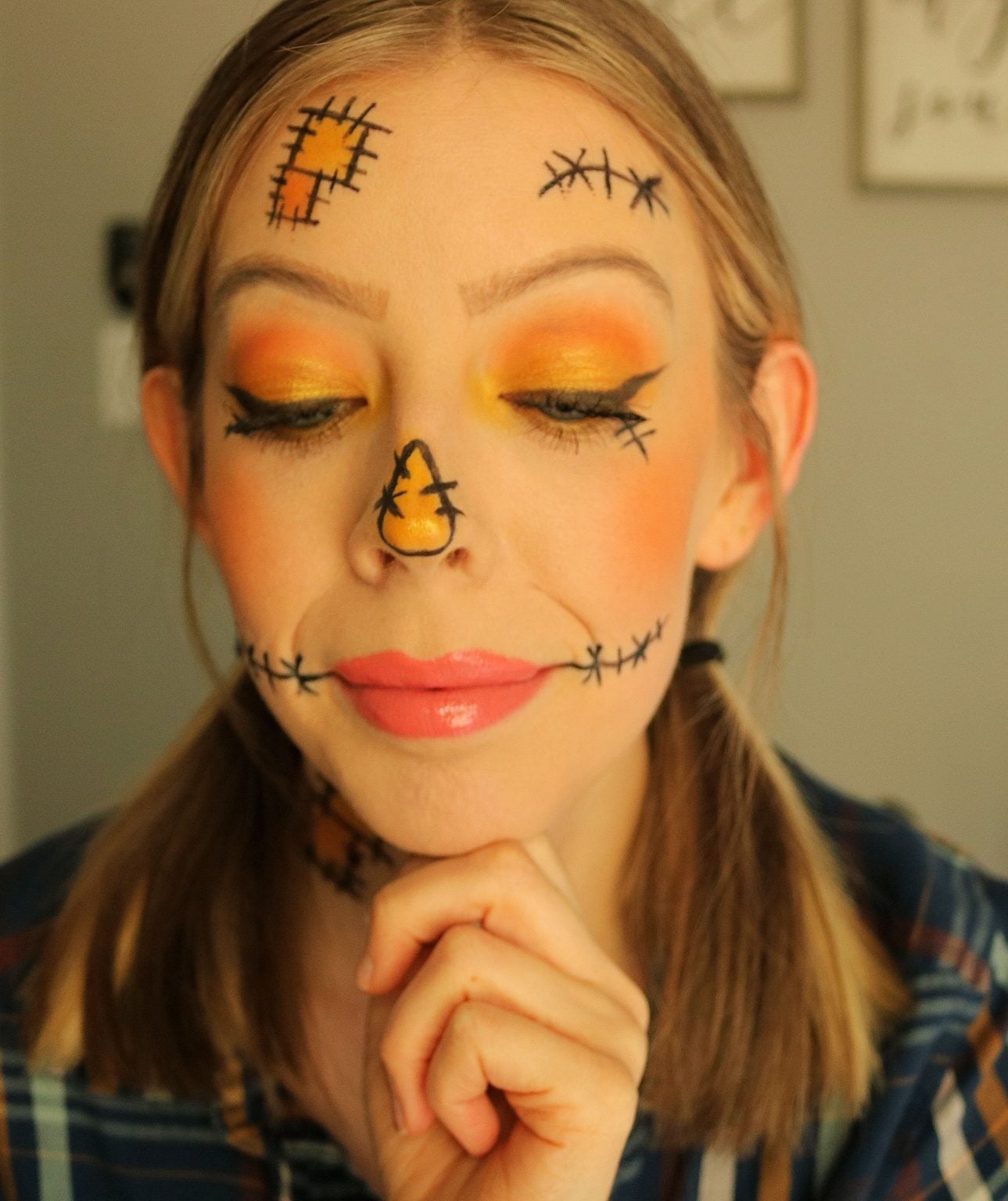 Cute Easy Scarecrow Makeup - Halloween Tutorial - Kindly Unspoken