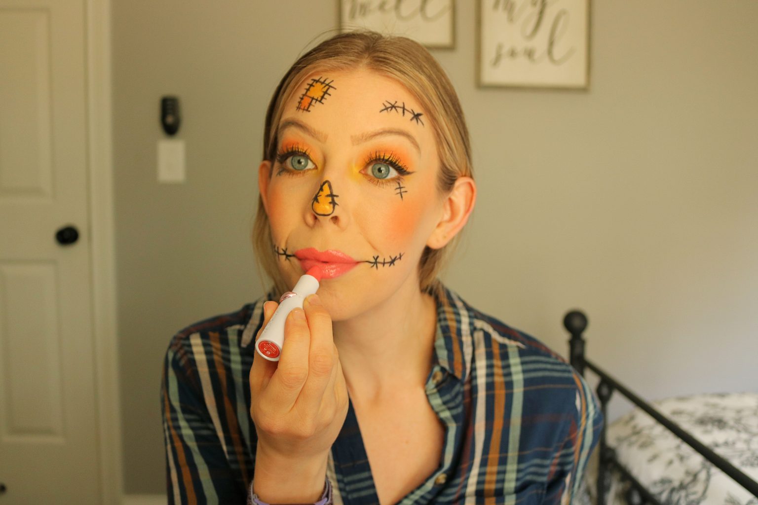 Cute Easy Scarecrow Makeup - Halloween Tutorial - Kindly Unspoken