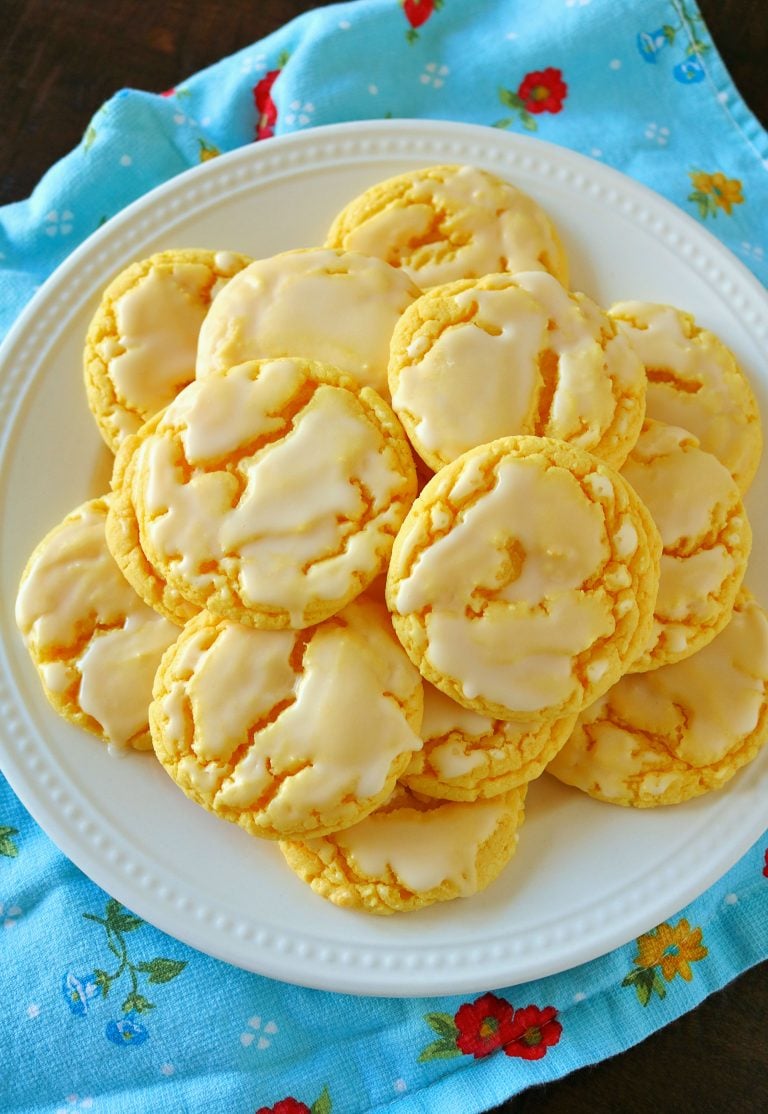 Easy Glazed Lemon Cake Mix Cookies - Kindly Unspoken